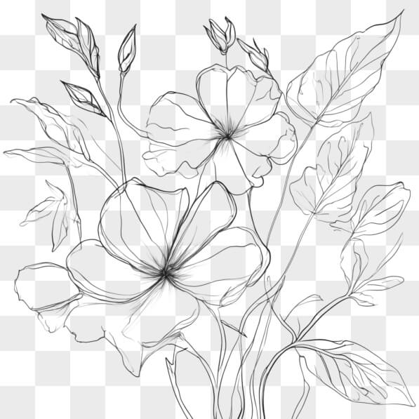 Download Line Drawing of Flowers Sketches Online - Creative Fabrica