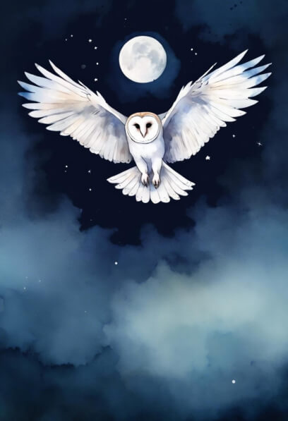 Download Barn Owl in Moonlit Sky Backgrounds Online - Creative Fabrica