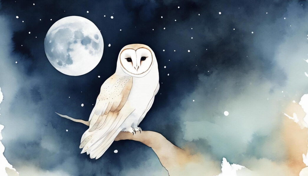 Download Barn Owl Under Moonlit Sky Backgrounds Online - Creative Fabrica