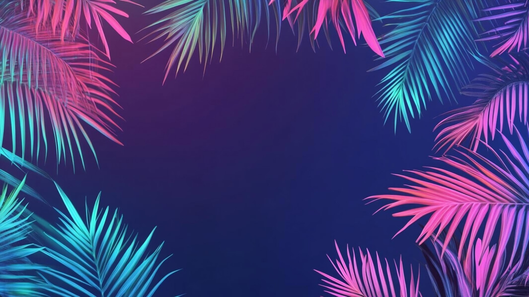 Descarga Hojas de palma vibrantes sobre un fondo colorido Fondos En ...
