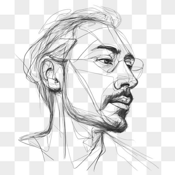 Download Stylized Line Drawing of a Man's Profile Sketches Online ...