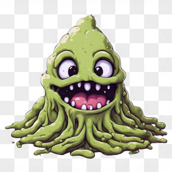 Download Cartoon Monster with Bright Green Color and Expressive Face ...