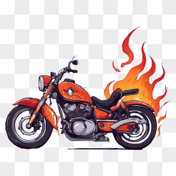 Download Stylish Orange Motorcycle with Flames Cartoons Online ...