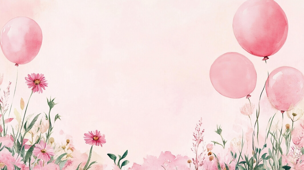 Download Watercolor Pink Balloons and Flowers Backgrounds Online ...