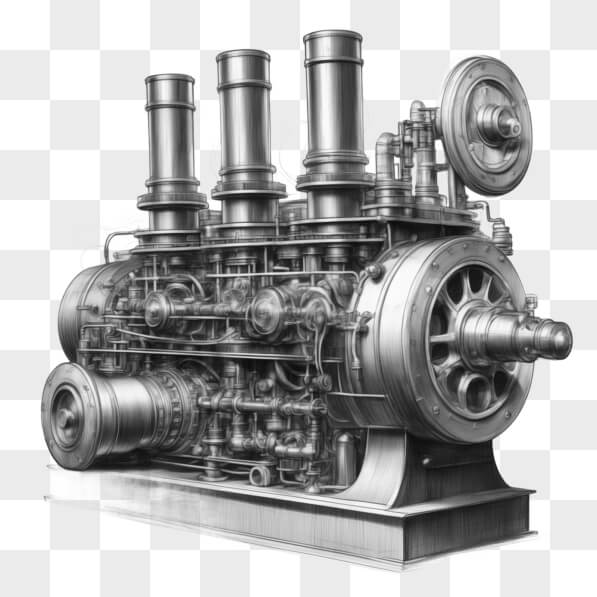 Download Detailed Illustration of a Vintage Engine Sketches Online ...