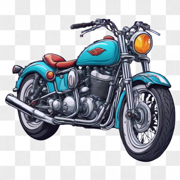 Download Classic Turquoise Motorcycle Cartoons Online - Creative Fabrica