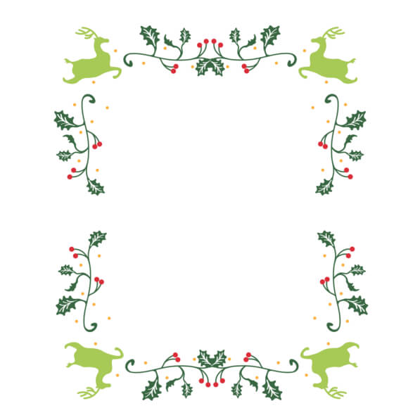 Download Festive Holiday Border Design with Reindeer and Holly Frames ...