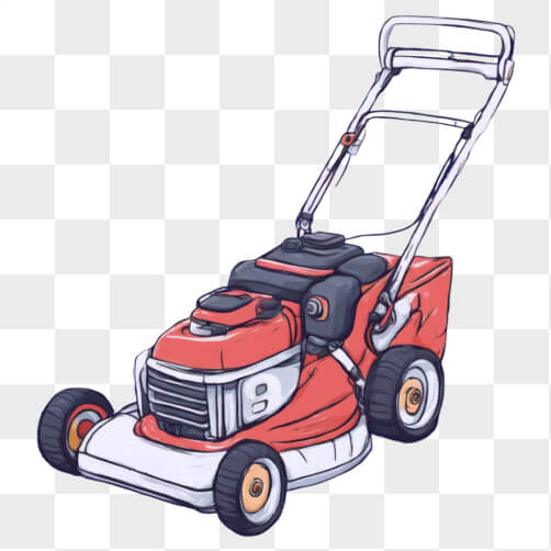 Download Red and Gray Lawn Mower Cartoons Online - Creative Fabrica