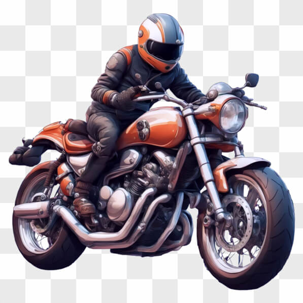 Download Rider on an Orange Motorcycle Cartoons Online - Creative Fabrica