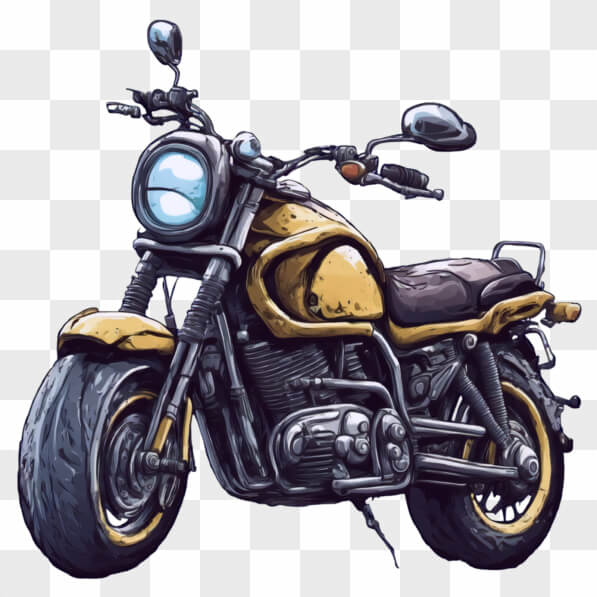 Download Vintage Yellow Motorcycle Cartoons Online - Creative Fabrica