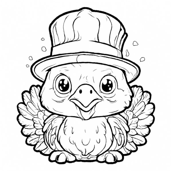 Download Cute Cartoon Bird with Hat Coloring pages Online - Creative ...