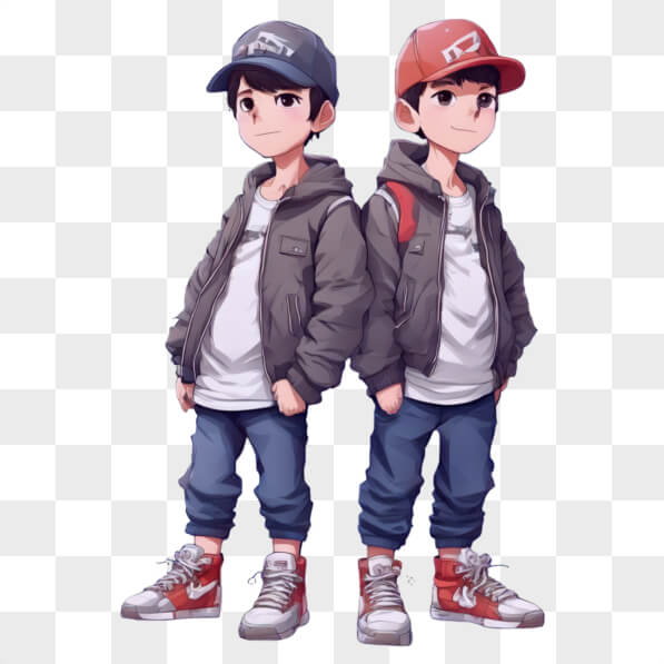 Download Animated twin boys in casual streetwear Cartoons Online ...