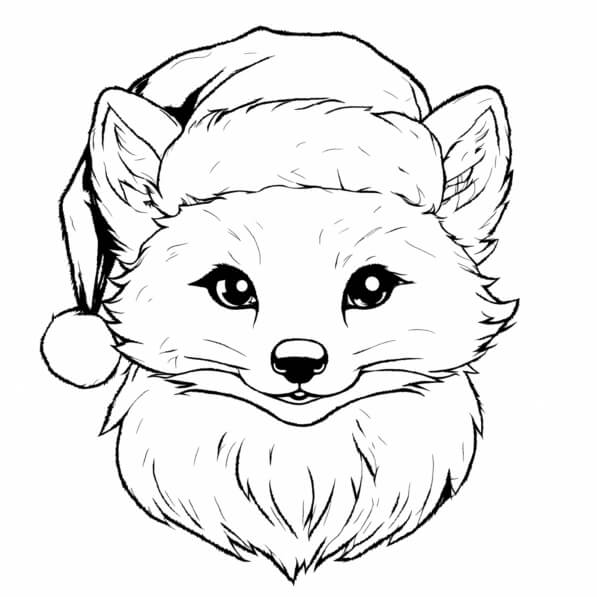 Download Festive Fox Wearing a Santa Hat Coloring pages Online ...