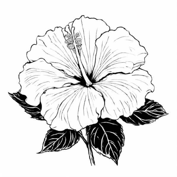 Download Hibiscus Flower Line Drawing Coloring pages Online - Creative ...