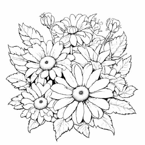 Download Black and White Flower Coloring Page Coloring pages Online ...
