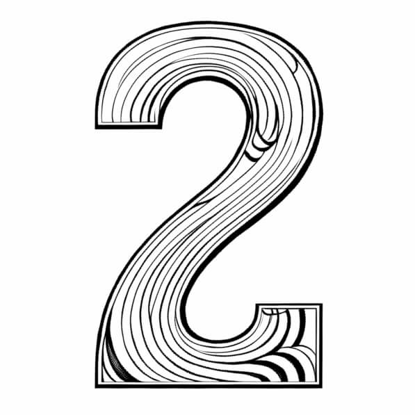 Download Stylized Number 2 with Swirling Lines and Patterns Coloring ...