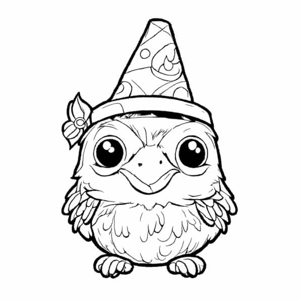 Download Adorable Owl in a Party Hat Coloring pages Online - Creative ...