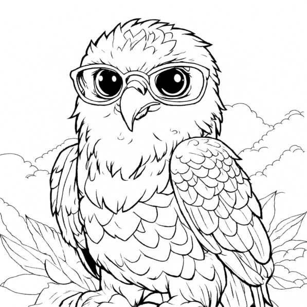 Download Whimsical Owl with Glasses Coloring pages Online - Creative ...