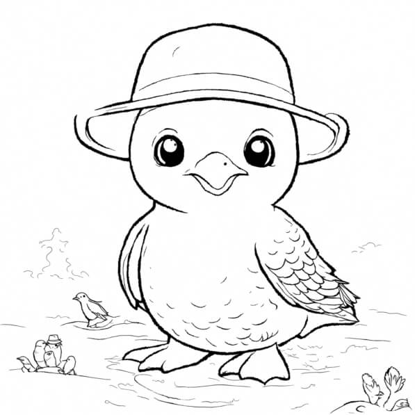 Download Cute Cartoon Bird with Hat Coloring pages Online - Creative ...