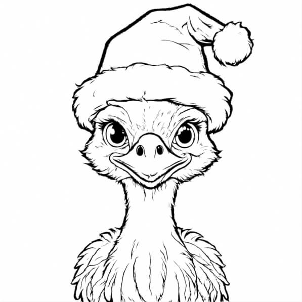 Download Ostrich Wearing a Santa Hat Coloring pages Online - Creative ...