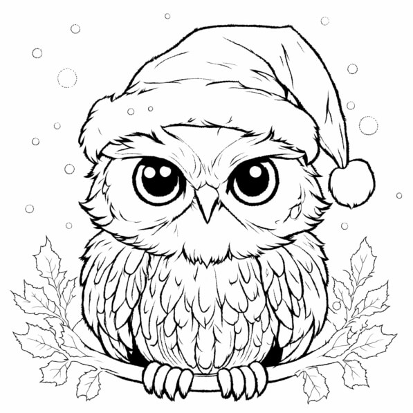 Download Christmas Owl Coloring Page Coloring pages Online - Creative ...
