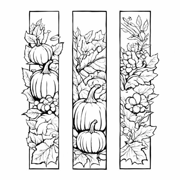 Download Autumn-themed Floral Panels with Pumpkins Coloring pages ...