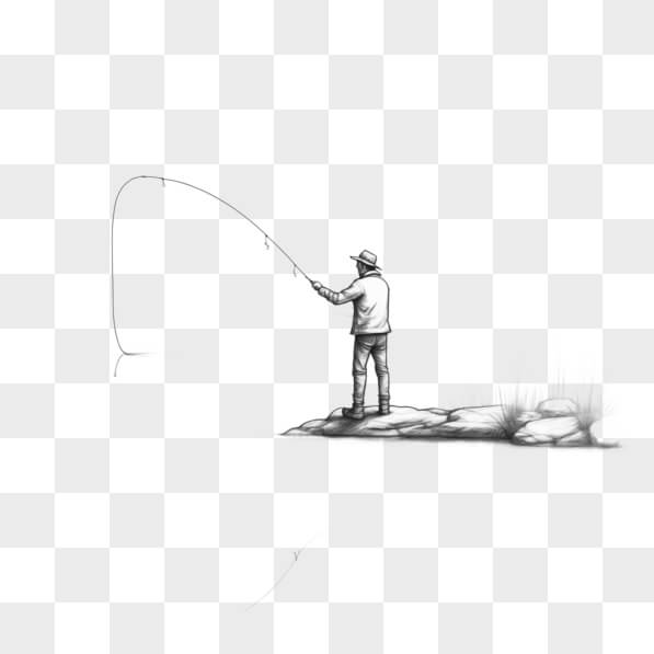 Download Fisherman Casting a Line Sketches Online - Creative Fabrica
