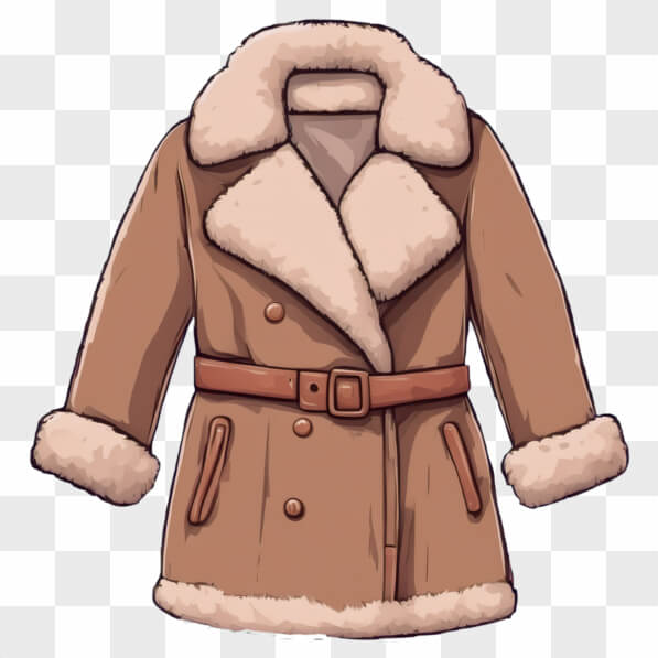 Download Stylish Beige Coat with Fluffy Collar Cartoons Online ...