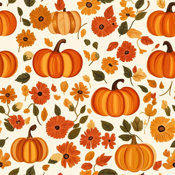 Download Autumn Pumpkin and Flower Pattern Patterns Online - Creative ...