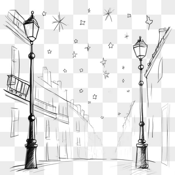 Download Whimsical Street Scene with Stars Sketches Online - Creative ...