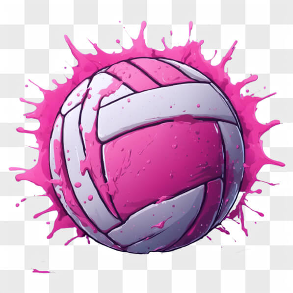 Download Dynamic Pink Volleyball with Paint Splash Cartoons Online ...