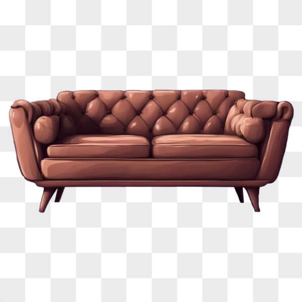 Download Stylish Brown Leather Couch Cartoons Online - Creative Fabrica