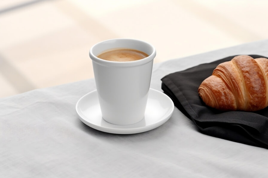 Scarica Colazione con Caffè e Cornetto Mockups Online - Creative Fabrica