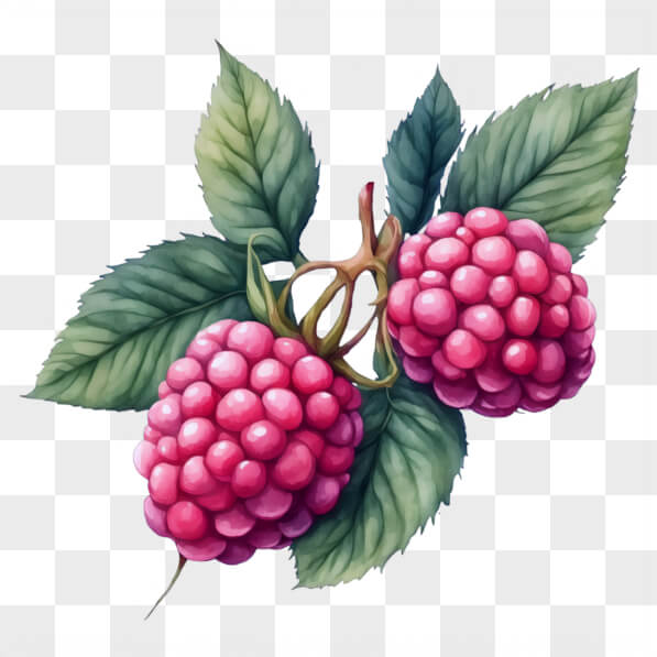 Download Fresh Raspberries with Green Leaves Cartoons Online - Creative ...