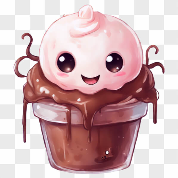 Descarga Cupcake Kawaii con Cara Sonriente y Goteo de Chocolate Kawaii ...