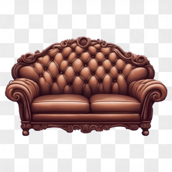 Download Ornate Brown Leather Couch Cartoons Online - Creative Fabrica