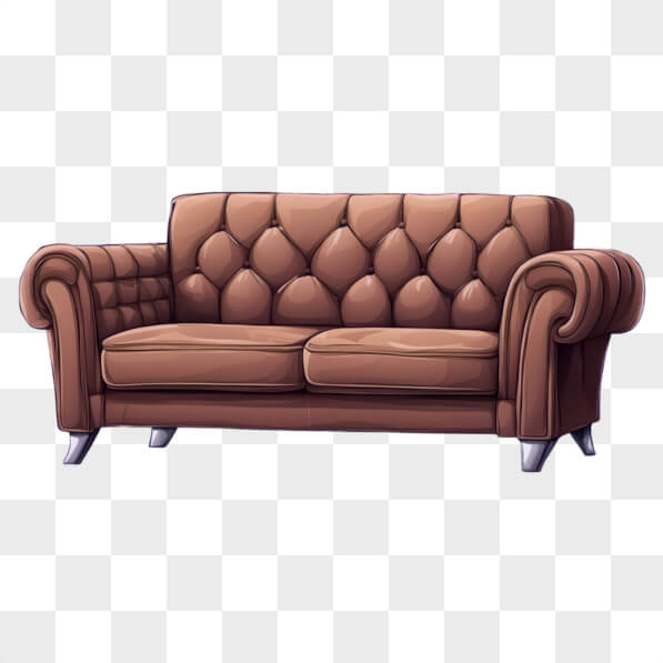 Download Elegant Brown Leather Sofa Cartoons Online - Creative Fabrica