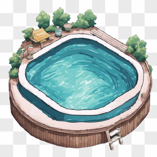 Download Tranquil Swimming Pool Surrounded by Greenery Cartoons Online ...
