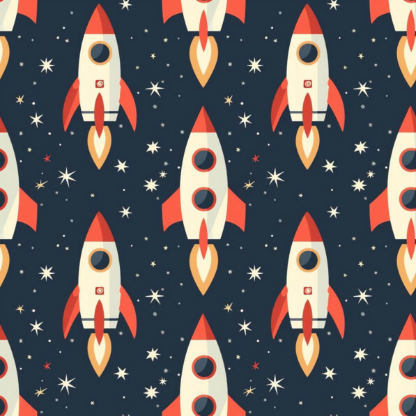 Download Retro Rocket Pattern in Space Patterns Online - Creative Fabrica