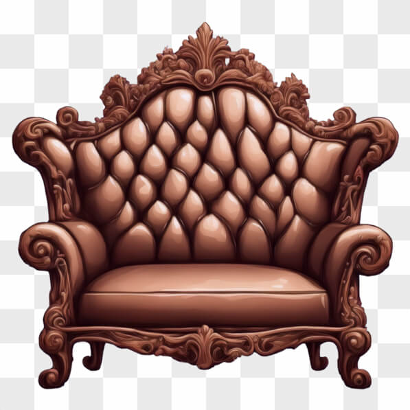 Download Ornate High-Back Sofa in Brown Leather Cartoons Online ...