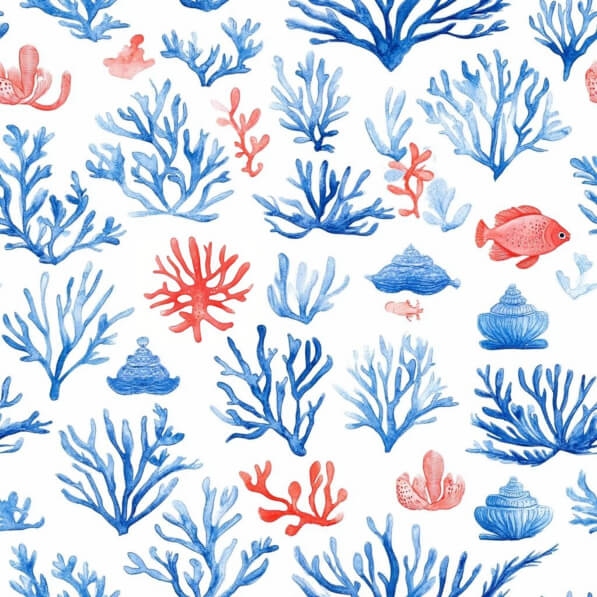 Download Coral and Seashell Pattern in Watercolor Patterns Online ...