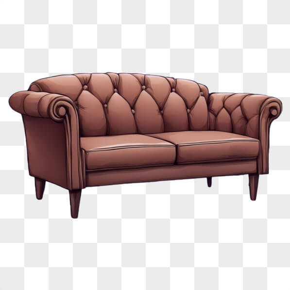 Download Elegant Brown Tufted Leather Couch Cartoons Online - Creative ...