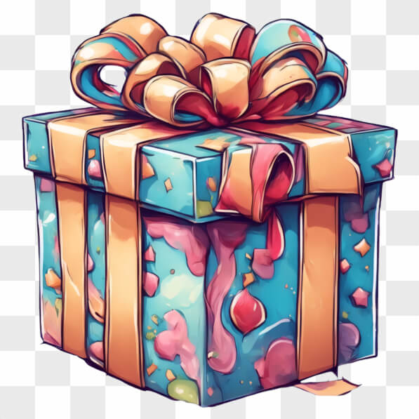 Download Colorful Gift Box with Ribbon Cartoons Online - Creative Fabrica