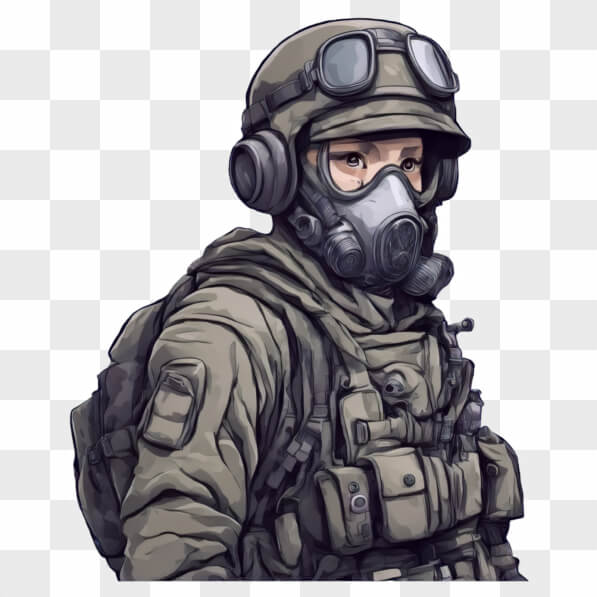 Download Soldier in Military Gear with Gas Mask Cartoons Online ...