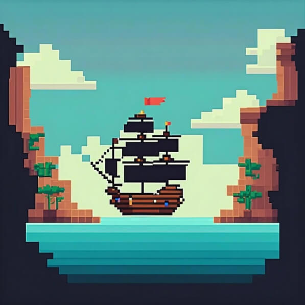 Download Pixel Art Ship Sailing Through Cliffs Backgrounds Online ...
