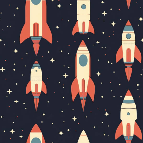 Download Retro Rocket Pattern in Space Patterns Online - Creative Fabrica