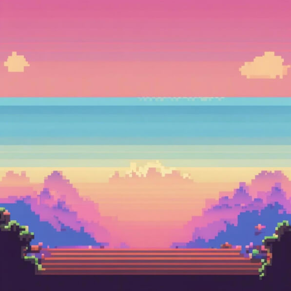 Download Pixel Art Landscape with Gradient Sky Backgrounds Online ...