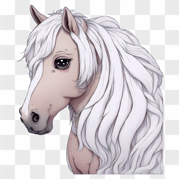 Download Illustrated White Horse with Flowing Mane Cartoons Online ...