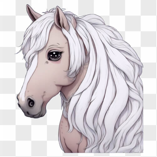 Download Illustrated White Horse with Flowing Mane Cartoons Online ...