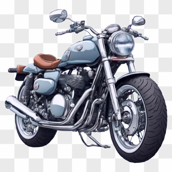 Download Vintage Blue Motorcycle with Brown Leather Seat Cartoons ...
